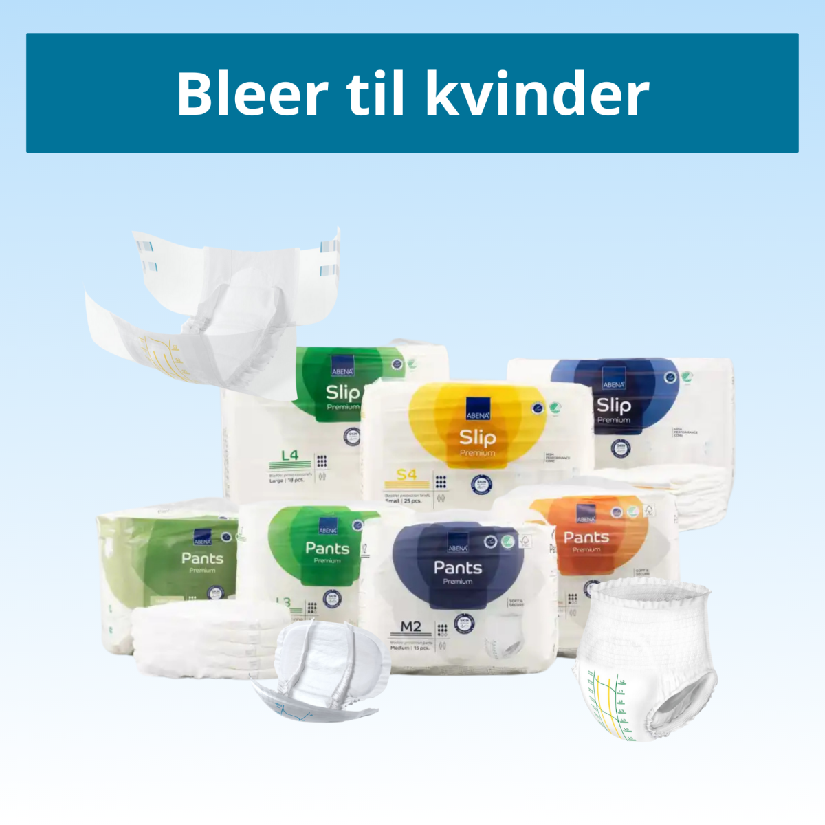 Inkontinensbleer til kvinder – Buksebleer, tapebleer & mere